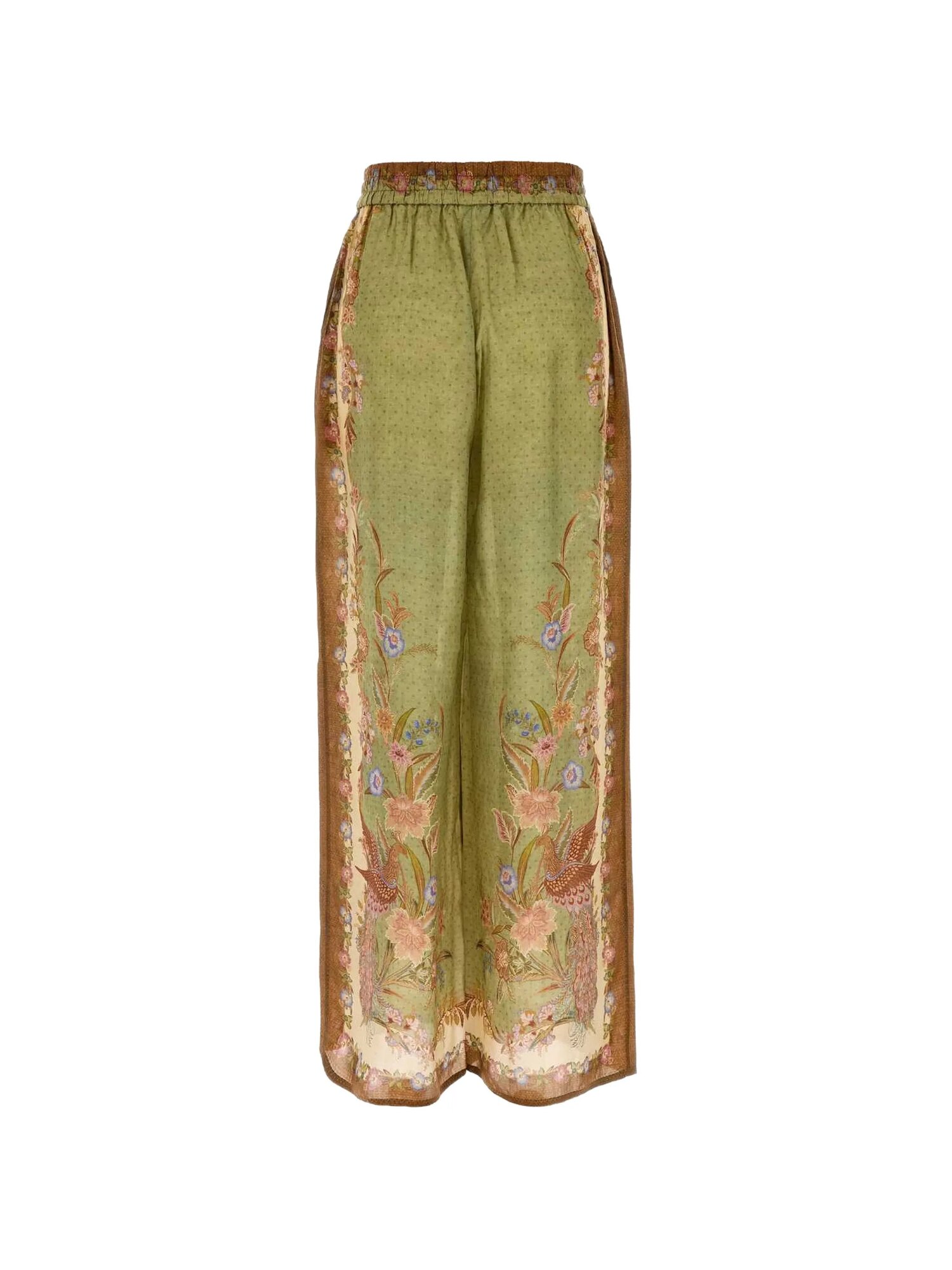Брюки ZIMMERMANN Indra relaxed pants, размер 38, зеленый — фото 1