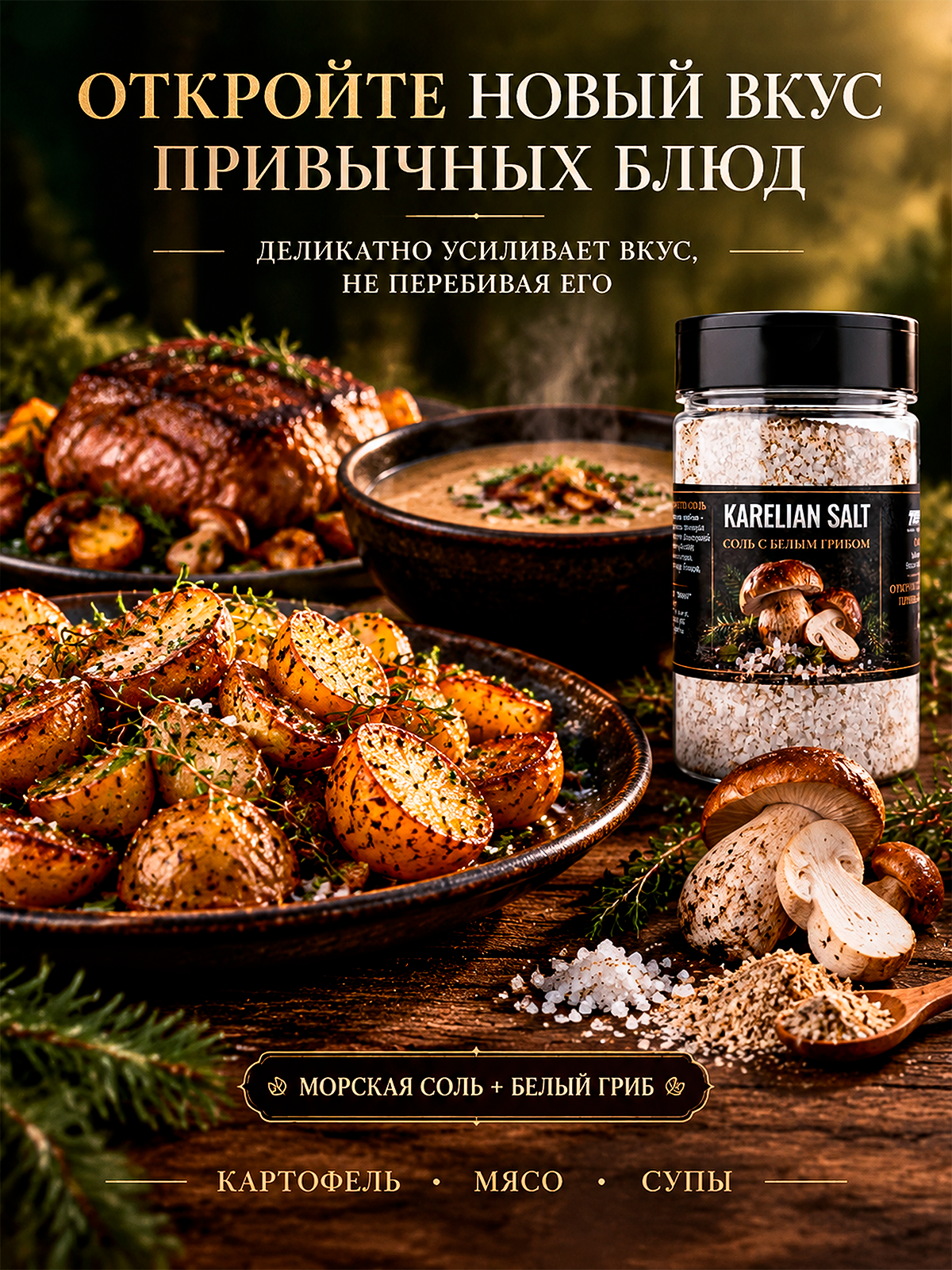 Карельская соль с белыми грибами, 250 г