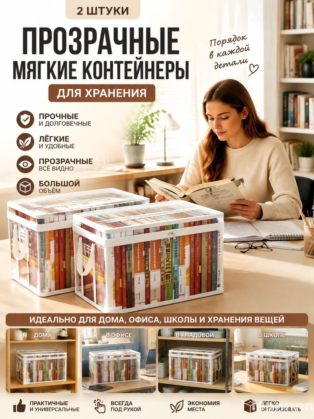Ящик для хранения книг 2шт