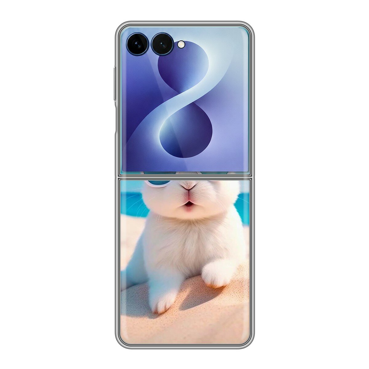 Чехол для Samsung Galaxy Z Flip 8 с принтом для детей со смешным зайчиком в очках (Самсунг Галакси З Флип 8)