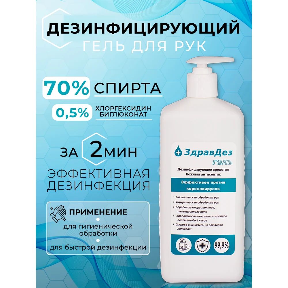 Антисептический гель для рук ООО "базовая дезинфекция" Здравдез, насос-дозатор