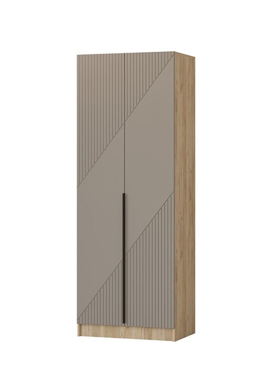 ChairCharm Авис Шкаф двухстворчатый 0,8х2,2х0,520 Дуб Крафт/Крема с золотой ручкой