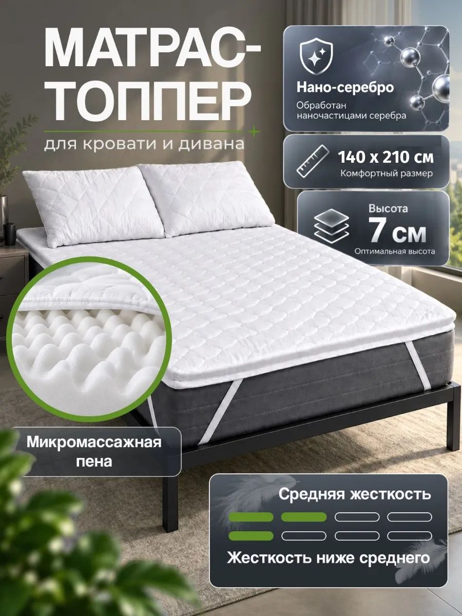 Матрас-топпер на резинках 140х210