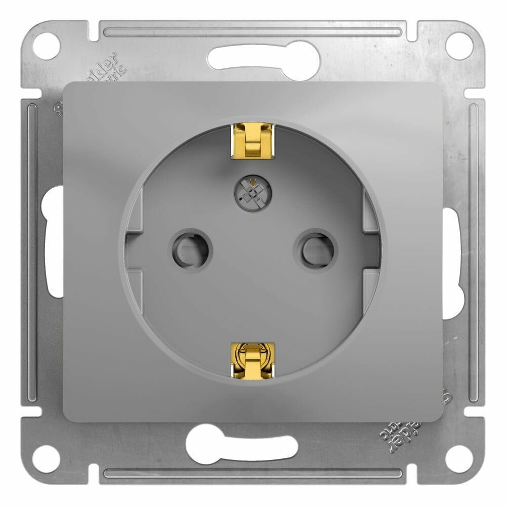 Розетка Systeme Electric Glossa Алюминий с заземлением со шторками GSL000345