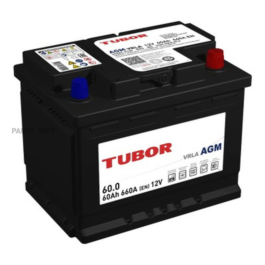 АКБ TUBOR AGM 6CT-60.0 VRLA от официального дистрибьютора, TUBOR, артикул 4610082700055