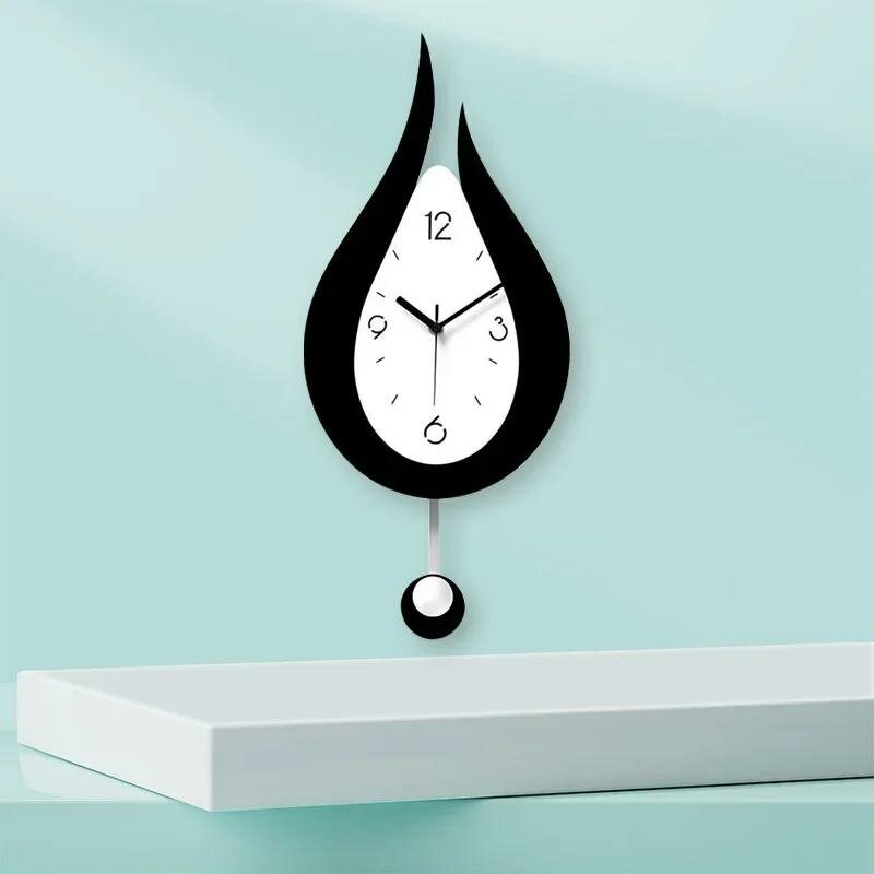 Часы на стене акриловые Water Drop с качанием Simple Clock для дома гостиной спальни тихие европейского стиля Wall Watch (серебристый стиль)