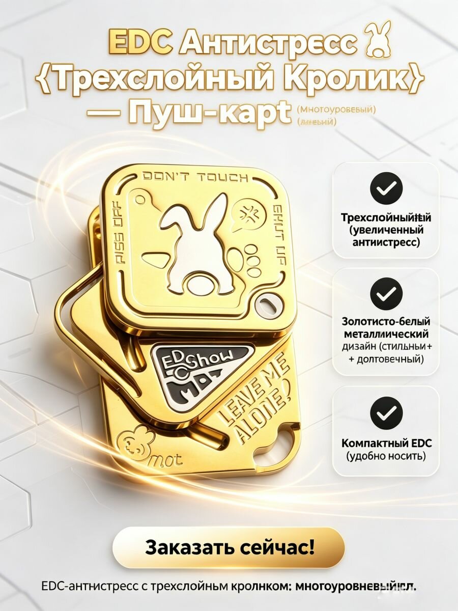 EDC Трехслойная металлическая нажимная карта кролик