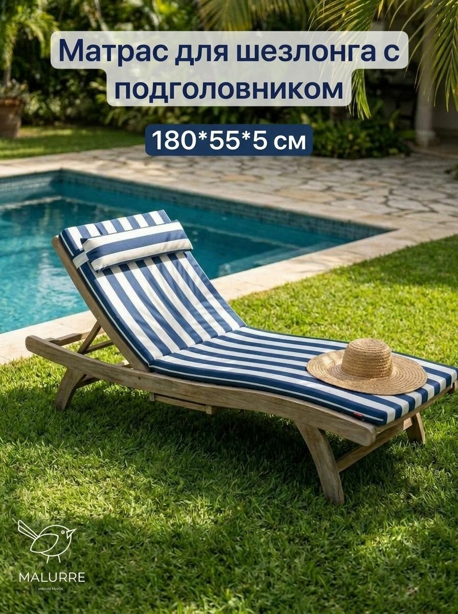 Матрас для шезлонга лежака непромокаемый Malurre, 55х180 см