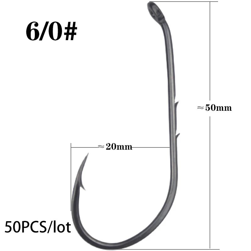 Рыболовные крючки 6/0#, 50 шт, Fish Hook-032-6-0