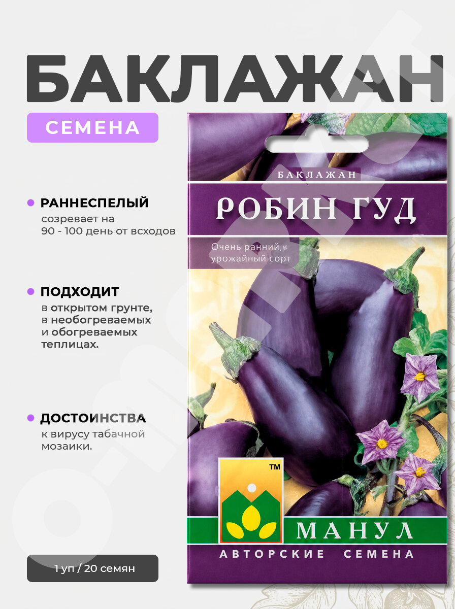 Семена баклажанов для открытого грунта Робин Гуд, Агрофирма Манул