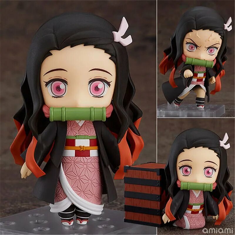 Фигурка Камадо Незуко (Kamado Nezuko) из аниме "Клинок, рассекающий демонов", Good Smile Company, Nendoroid 1194, 10 см, шарнирная кукла с бамбуковой заглушкой и деревянным ящиком
