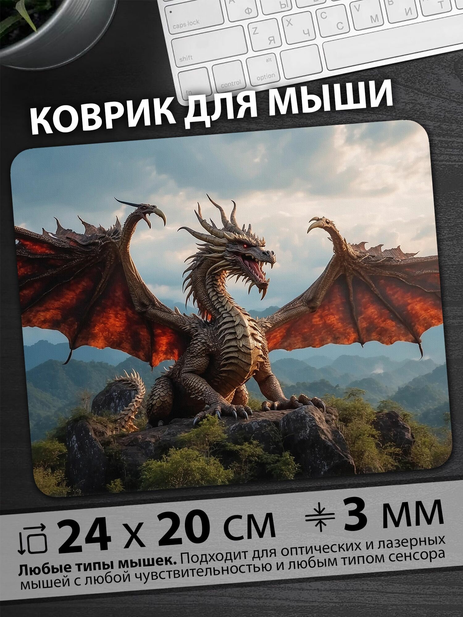 Резиновый коврик для мыши (24 x 20 см x 3 мм)