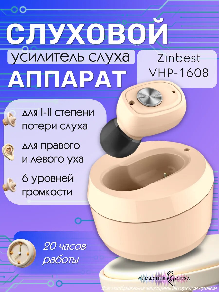 Слуховой аппарат, внутриушной усилитель слуха VHP-1607