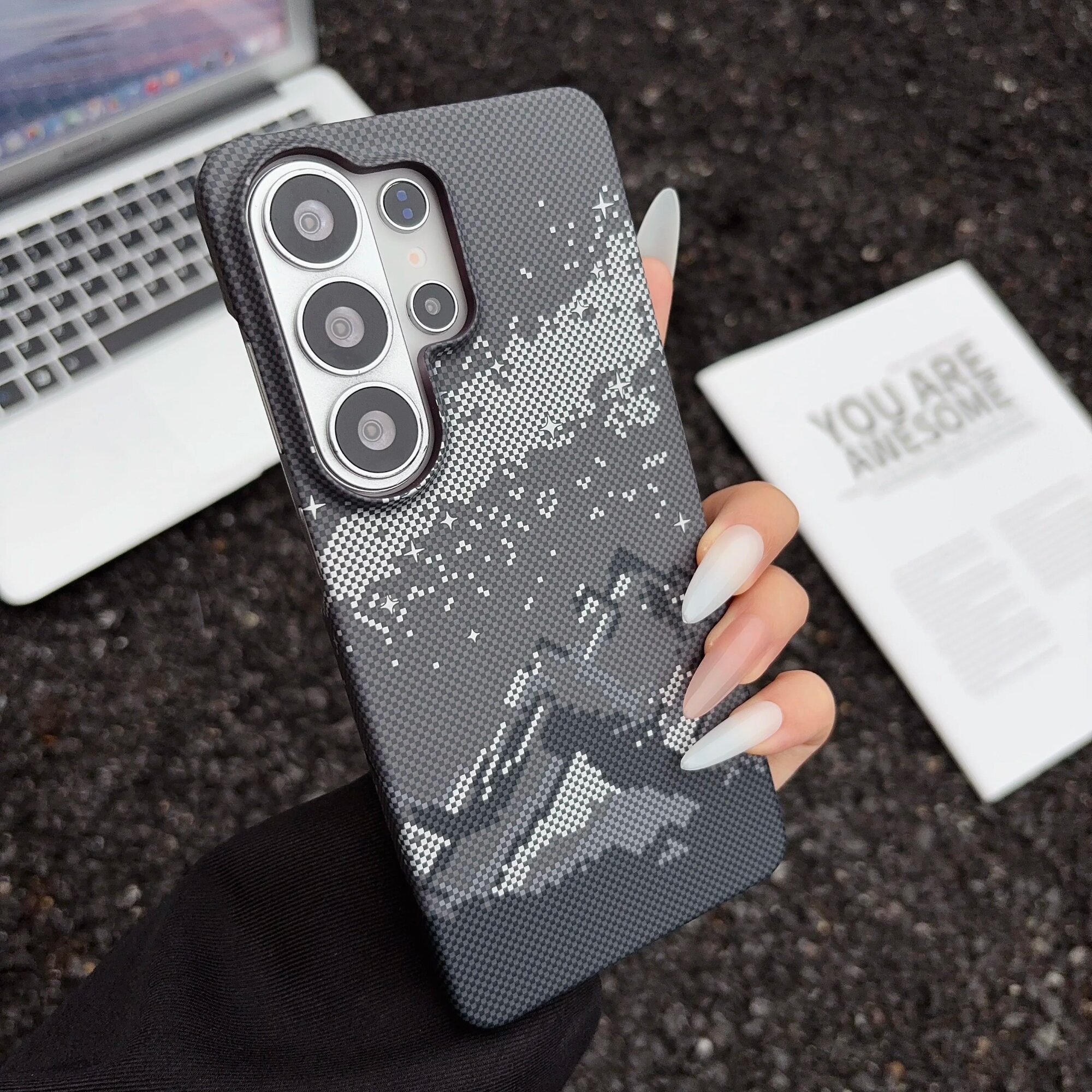Чехол Galaxy S25 Ultra Black Peak кевлар MagSafe