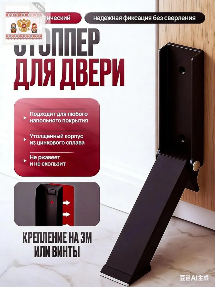 Стоппер для двери откидной металлический 1 шт