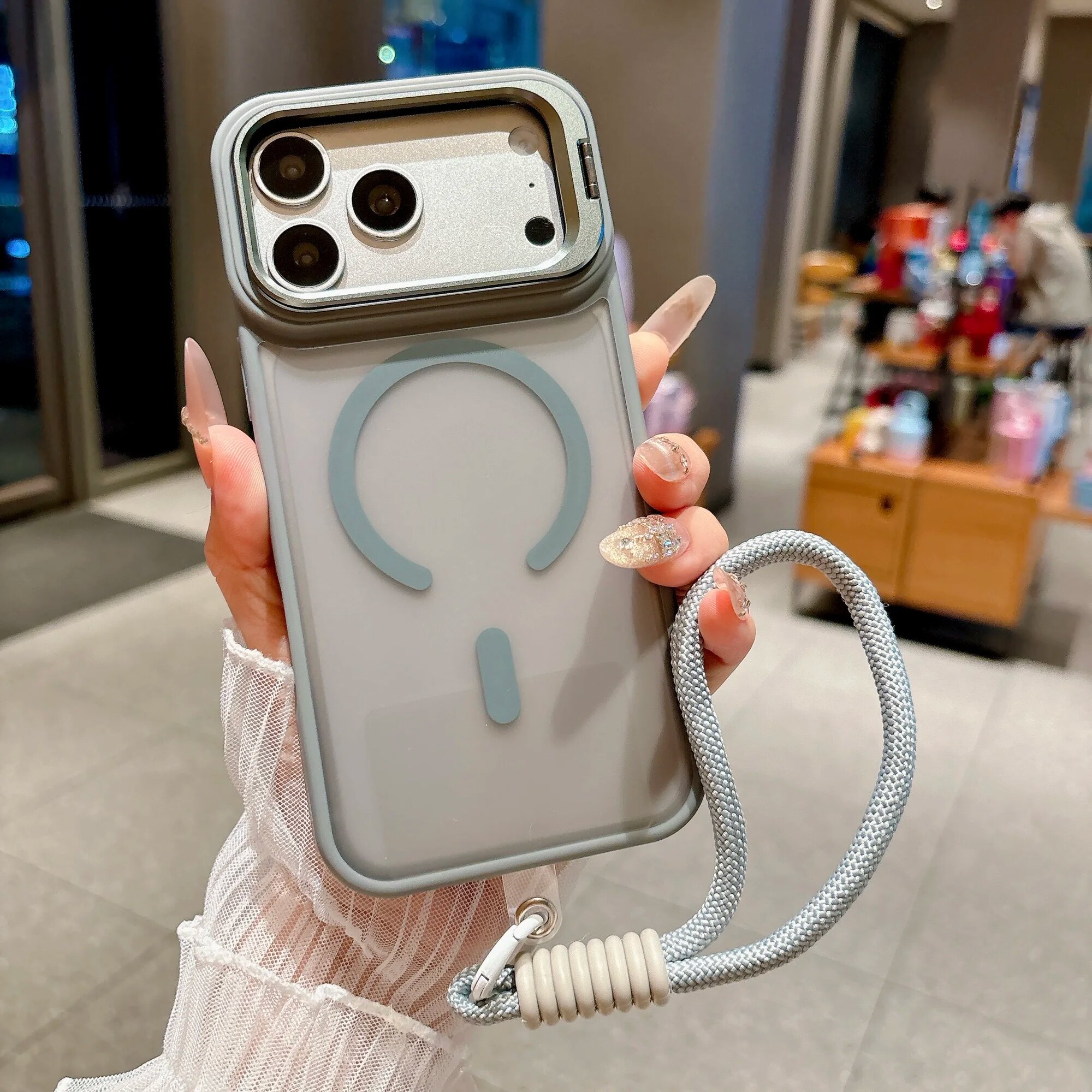 Новый магнитный чехол-подставка для iPhone 17 Pro Max, Air 16, 15, 14 Айфон 15 Про Макс, Серый, Gray