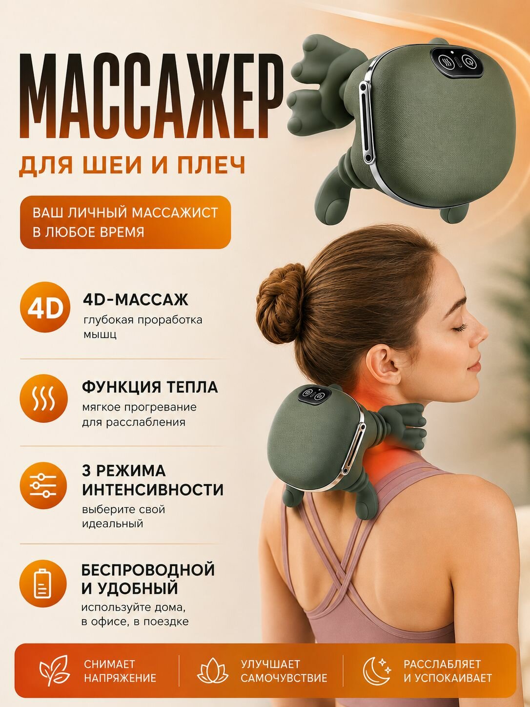 Массажер для шеи и плеч электрический; массажер для тела с подогревом;