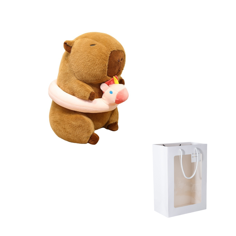 Игрушка плюшевая унисекс CHONGRONGLIANYU Капибара плавучее кольцо, Swimming Ring Capybara-Unicorn, 30CM EU