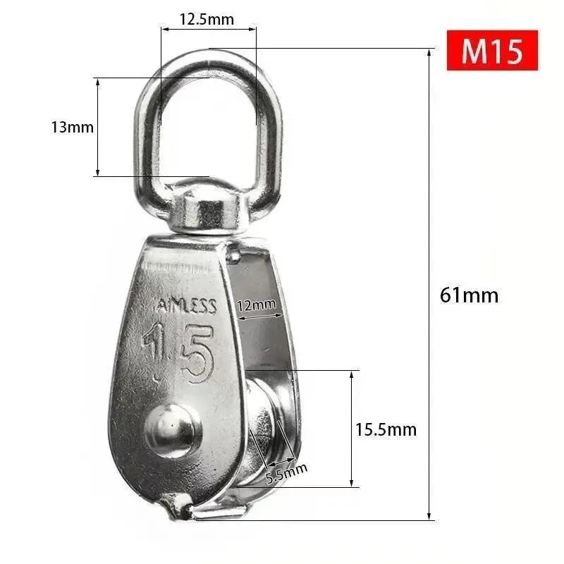 M15, одинарный блок шкивов из нержавеющей стали марки 304 для тросов и канатов