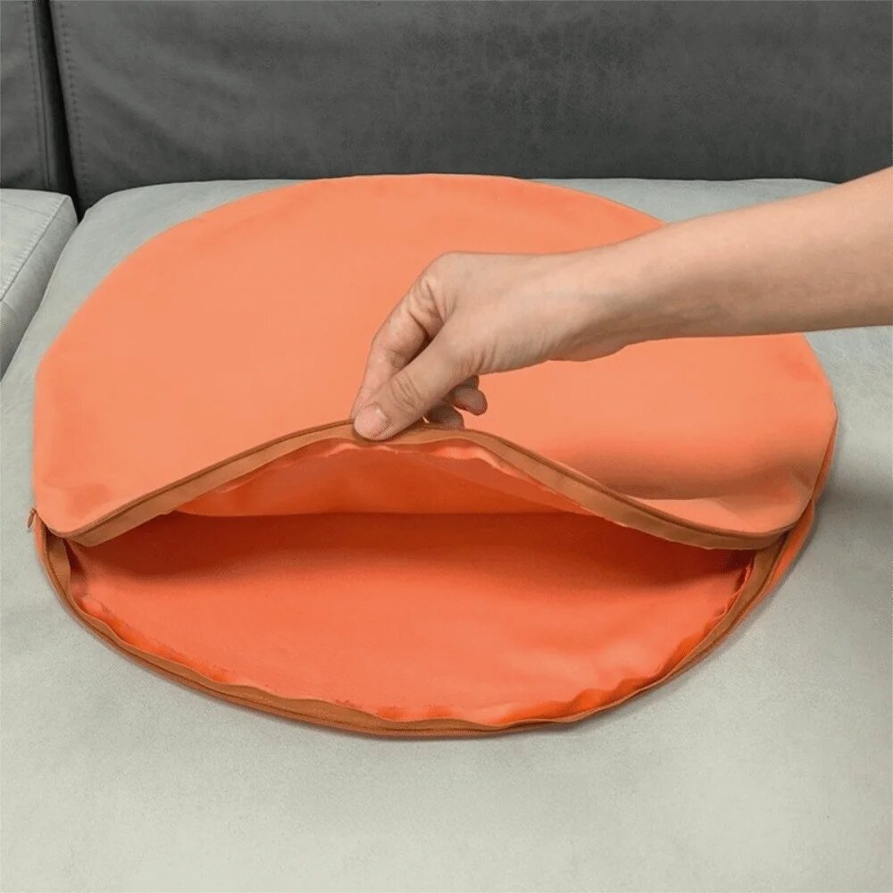 Круглая бархатная наволочка 40*40 см Оранжевый, Оранжевый, Orange