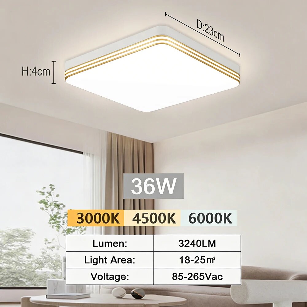 Потолочный светильник LED квадратный Golden Model-36W, 3240LM