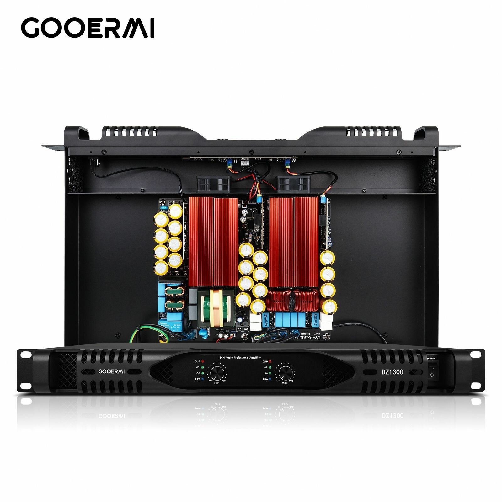 Эффектный процессор 1U усилитель мощности Gooermi DZ2300 2000W 2/4проход Цифровой усилитель класса д