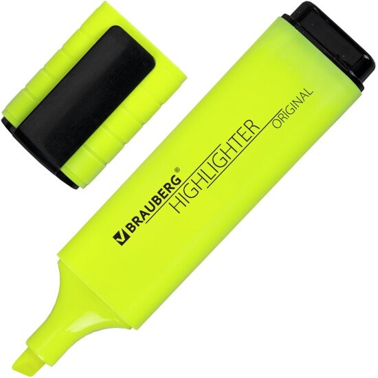 Текстовыделитель Brauberg "ORIGINAL NEON", желтый, линия письма 1-5 мм, 152211