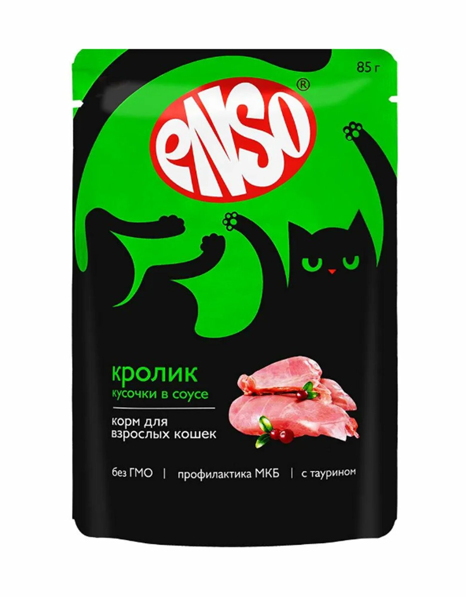 Enso Корм влажный для кошек Кусочки в соусе с кроликом, пауч, 85 гр