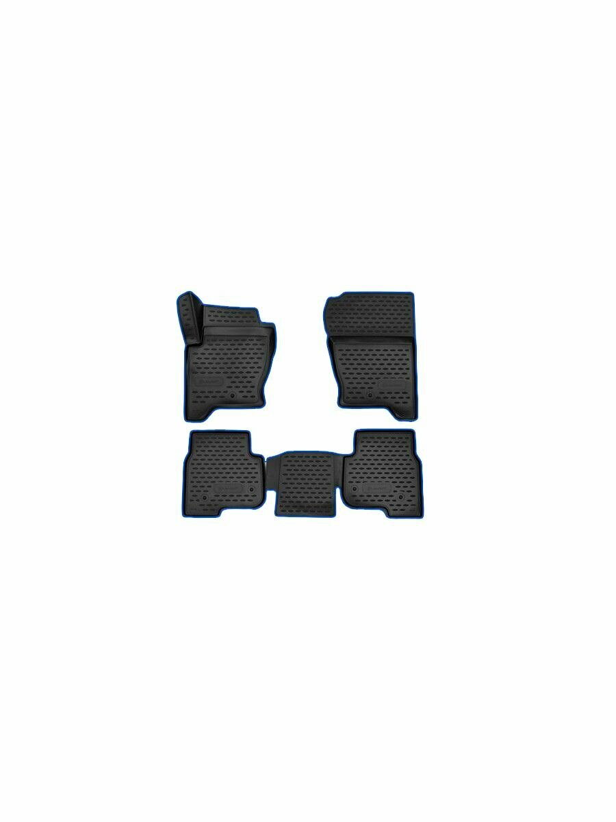 Коврики 3D в салон LAND ROVER Discovery 4, 2014-, 4 шт. (синий кант, полиуретан) / Ленд Ровер Дискавери