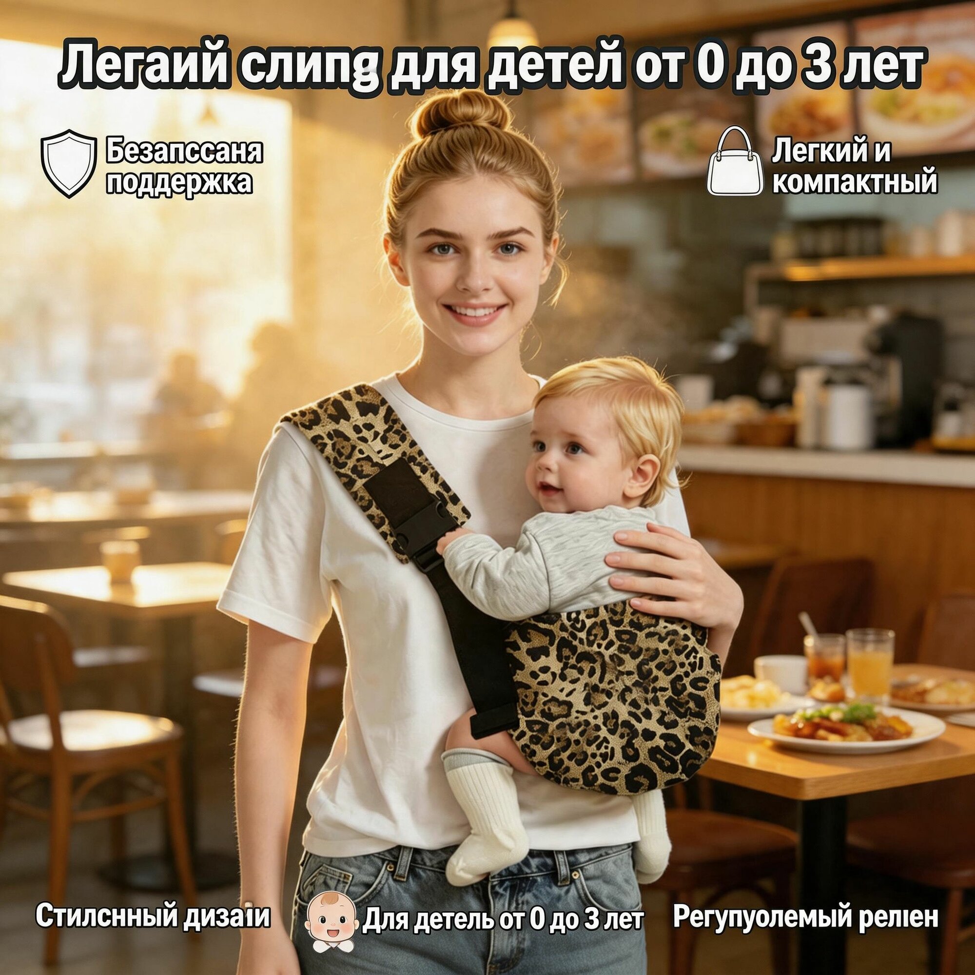 Рюкзак-типа "слинг" для новорожденных для прогулок и путешествий с малышом в поликлинику, магазин