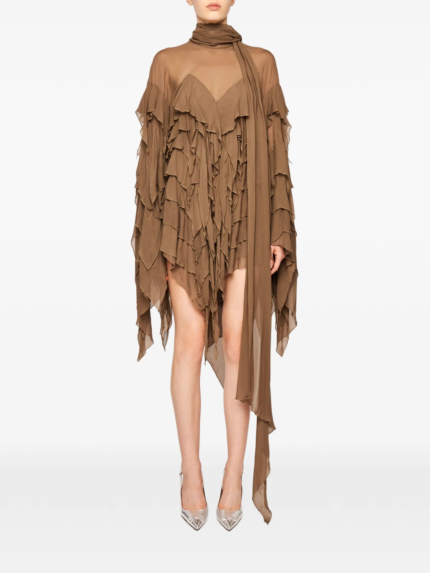 Платье Ruffled long-sleeve asymmetric dress