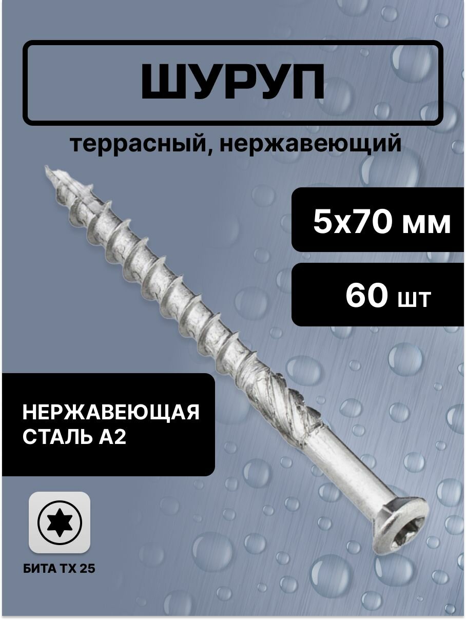 Шурупы террасные нержавеющие 5,0x70 60 шт