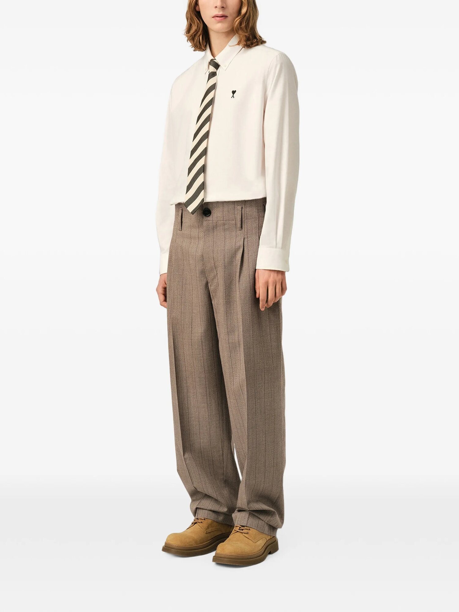 Брюки Ami Paris Striped wool two-pleats trousers, размер 44 — фото 1