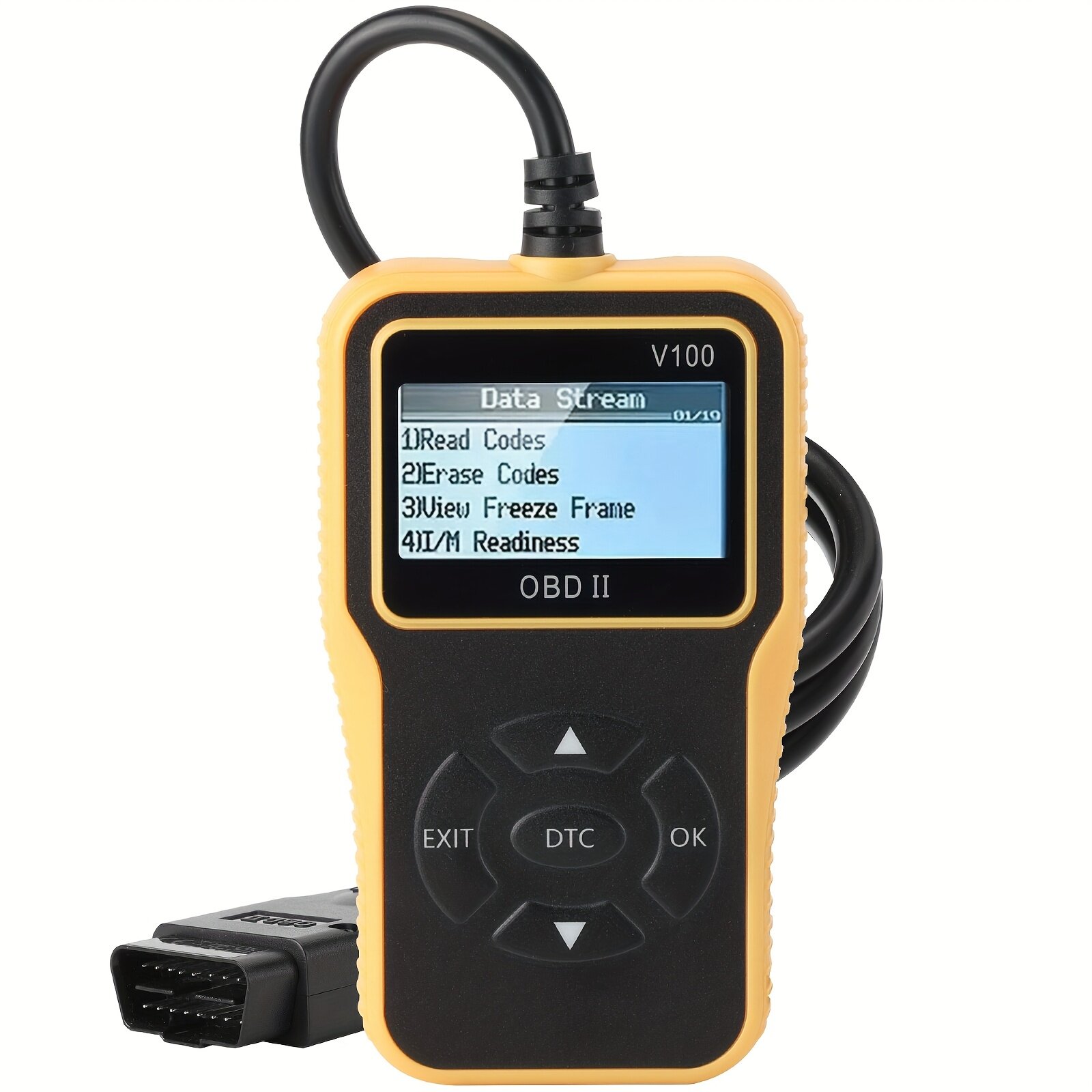 USB OBD2 сканер V100 для автомобилей – диагностический инструмент чтения кодов ошибок двигателя, совместим с авто с 1996 года, до 36 В, без батареи, жёлтый