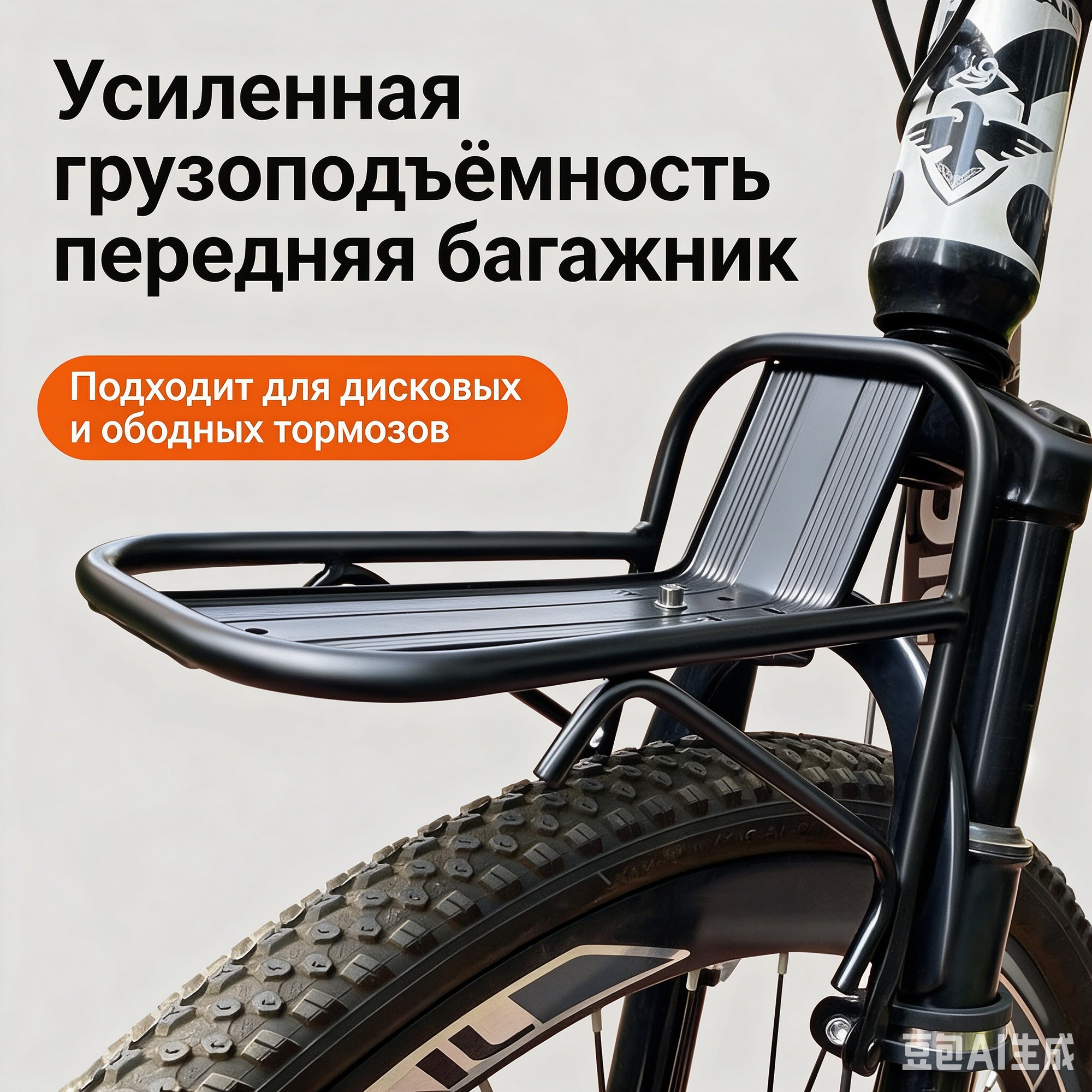 Багажник велосипедный, передний, универсальный, алюминиевый сплав, черный