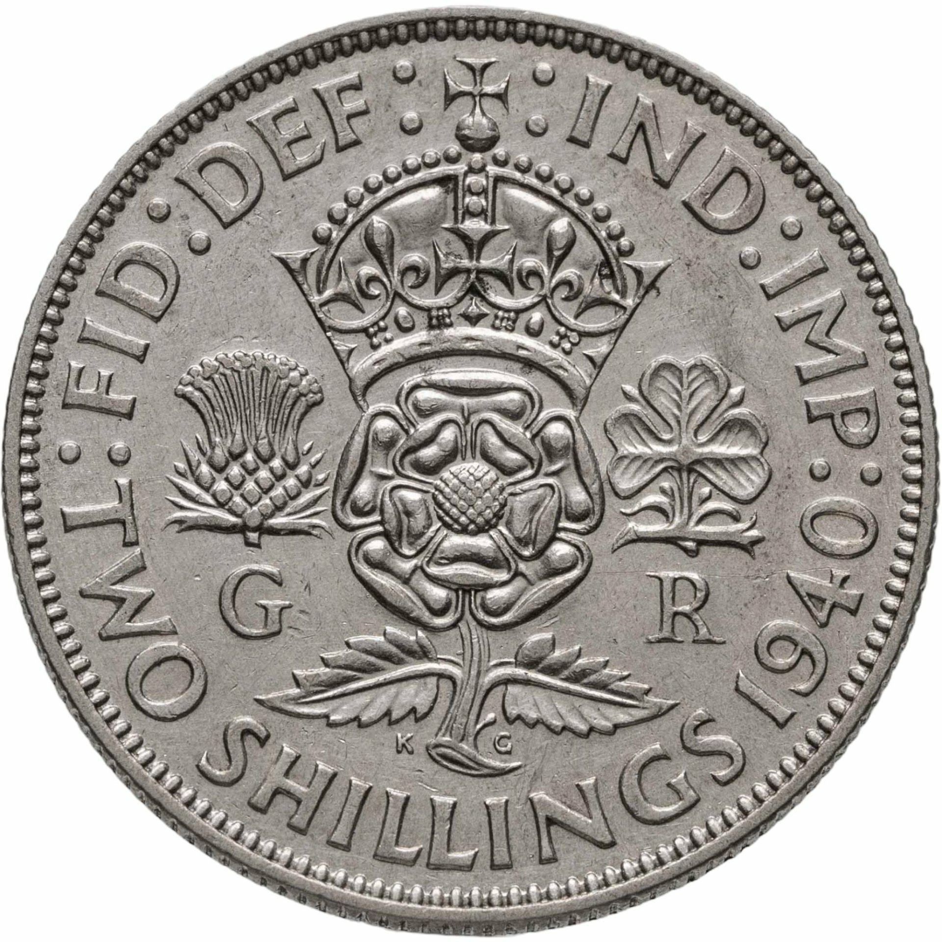 Великобритания 2 шиллинга флорин, shillings 1940, Серебро 500, в сохранности XF