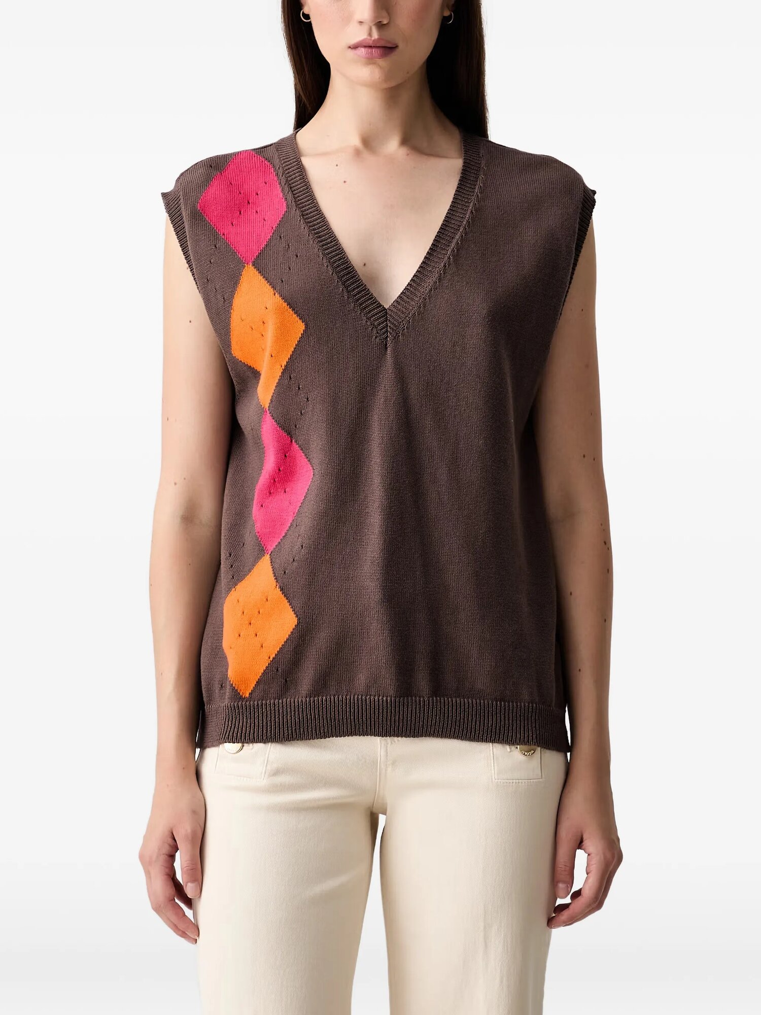 Свитер Argyle-pattern V-neck sweater