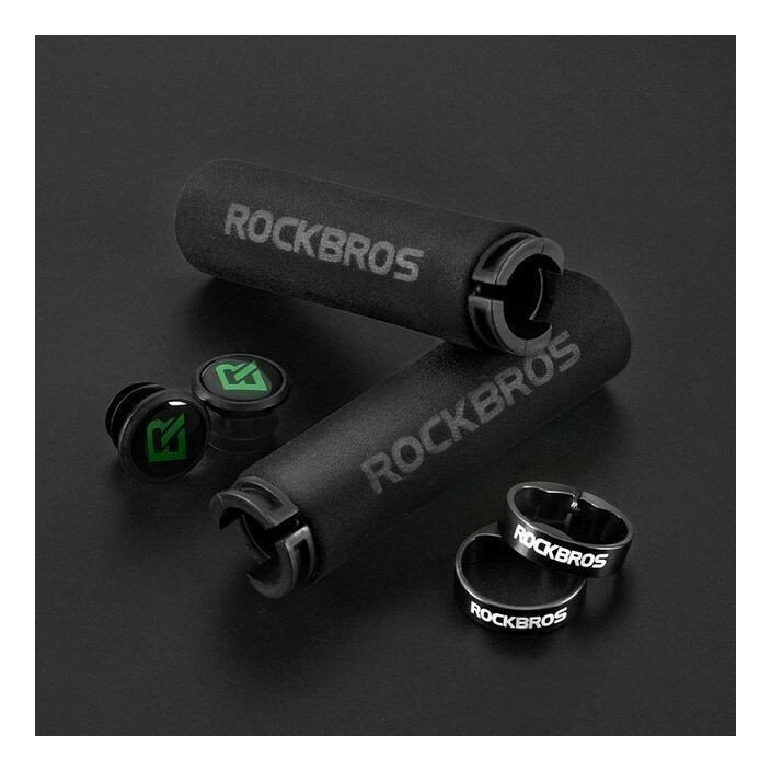 Грипсы с замком ROCKBROS BT1001BKBK, вспененный полимер, черные на руль велосипеда