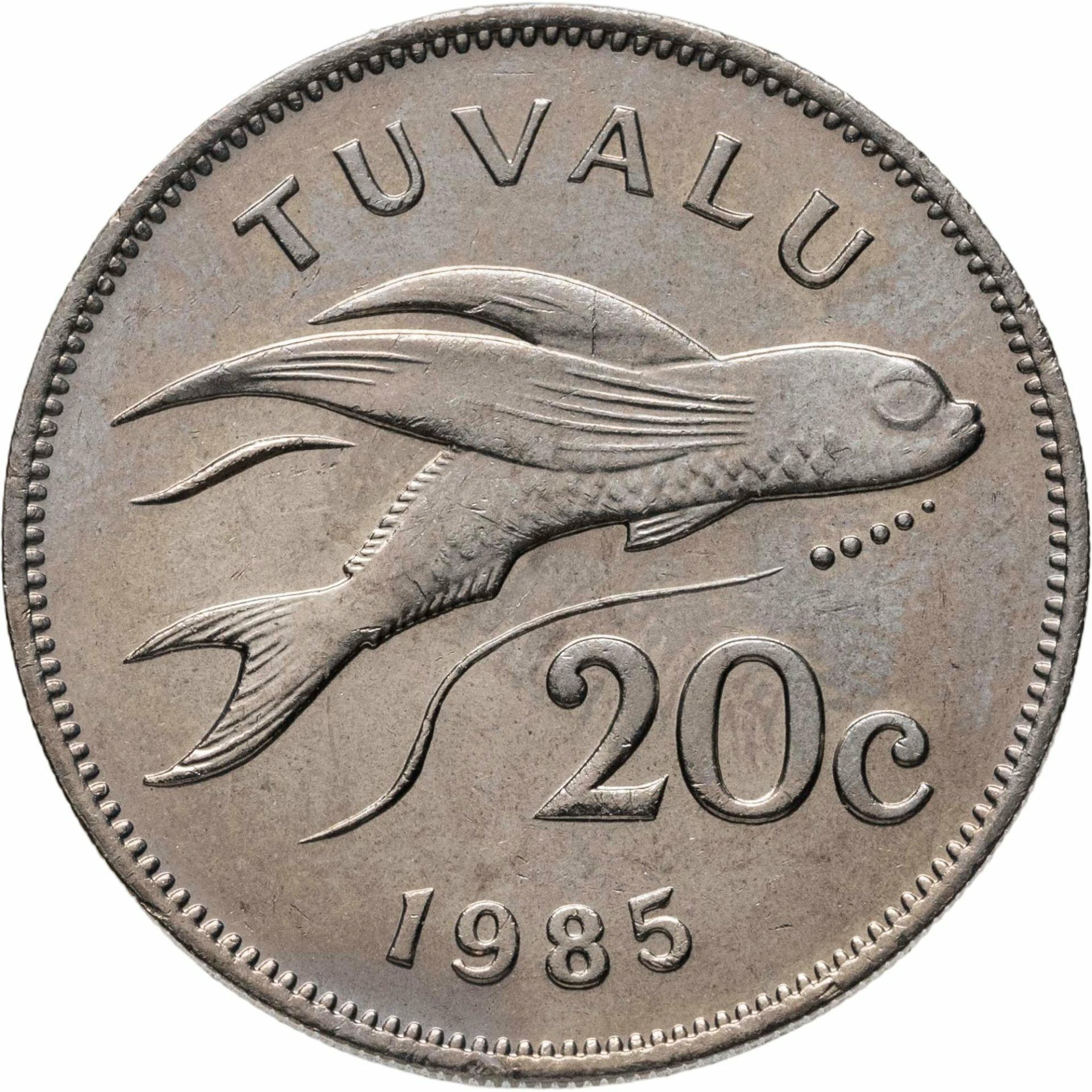 Тувалу 20 центов cents 1985, Мельхиор медь-никель, в сохранности AU-UNC