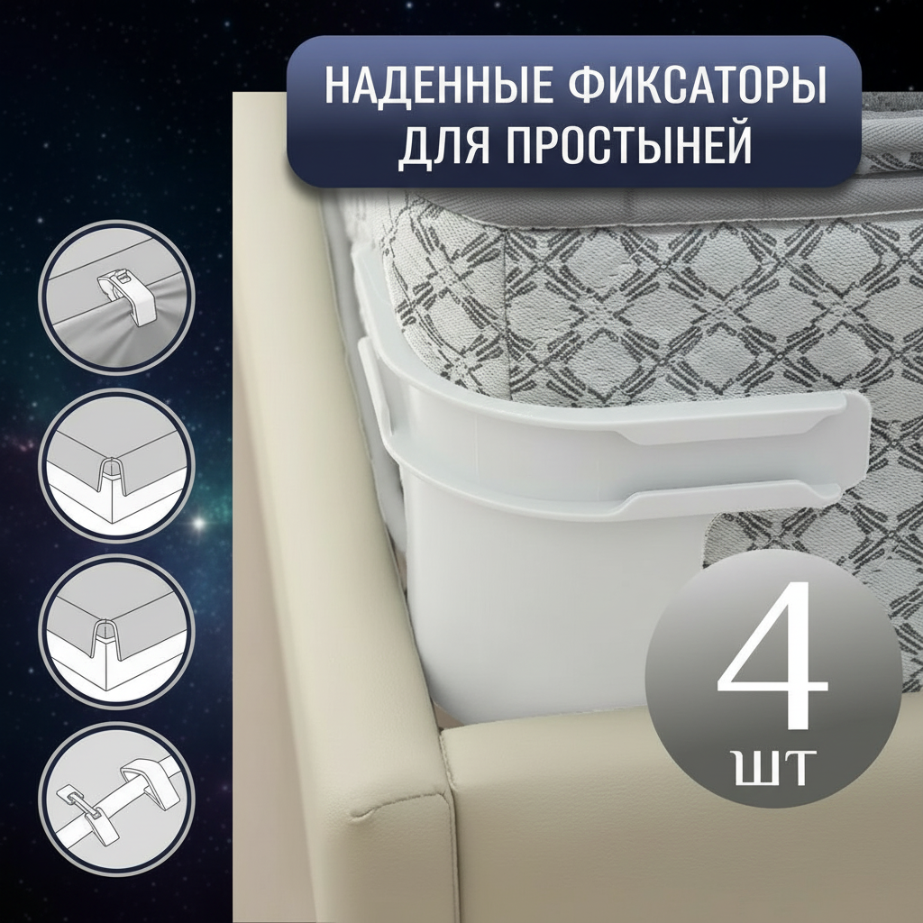 Зажимы для простыни на матрас регулируемые фиксаторы ткани крепления 6 шт