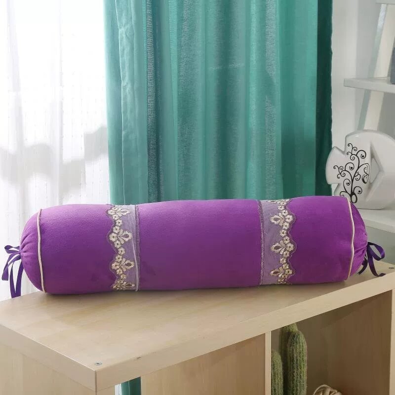 Подушка для ног с кружевным краем, фиолетовая, 16x60 см, аксессуар для спа и красоты