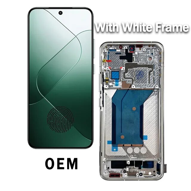 6,36-дюймовый OEM-дисплей для Xiaomi 14, ЖК-дисплей с сенсорным экраном Изумрудный, OEM White Frame