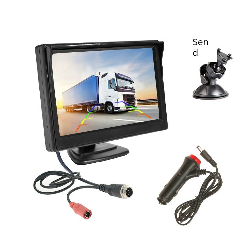 5-дюймовый монитор грузовика AHD 1024x600 с адаптером прикуривателя, водонепроницаемая система заднего обзора