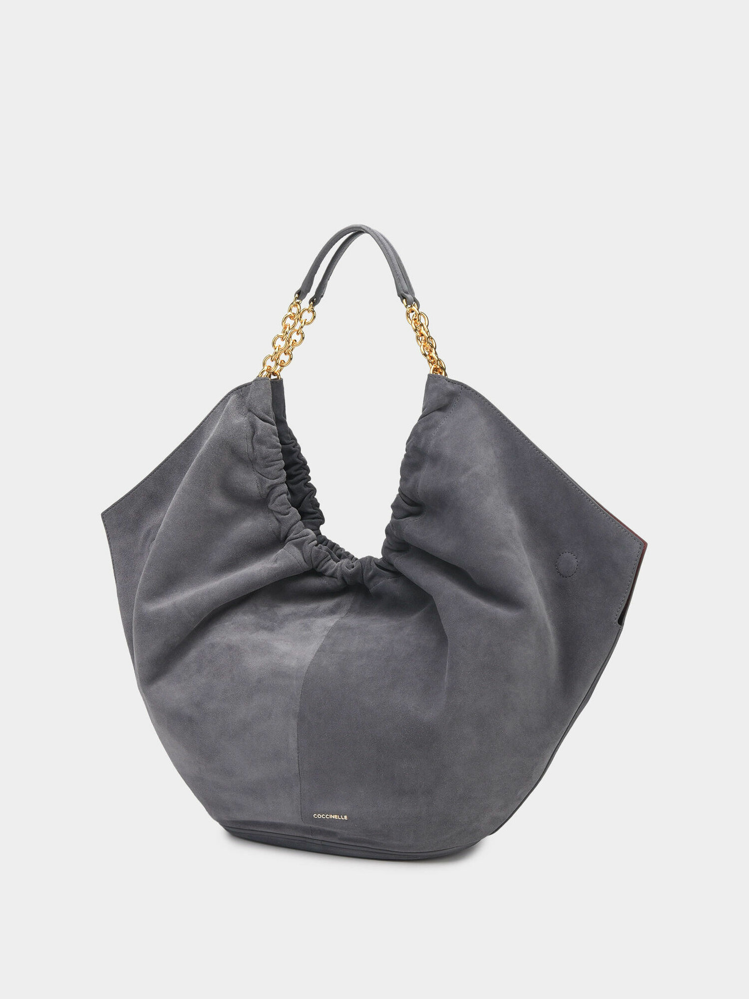 Сумка хобо COCCINELLE SMASH SUEDE, фактура матовая, бархатистая, серый — фото 1