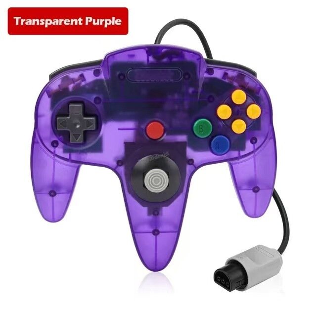 Nintendo 64 Проводной игровой контроллер в прозрачном фиолетовом цвете, голый блок для консоли Nintendo 64