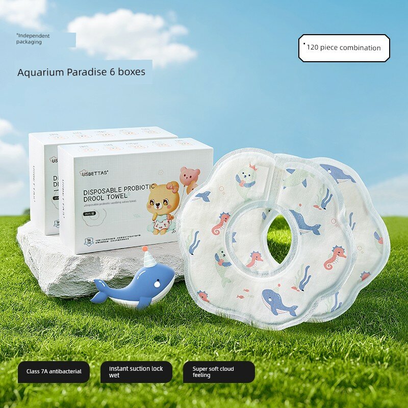 Детская салфетка для слюны с пробиотиками 7А антибактериальный Аквариум 120 листов многоразовая водонепроницаемая