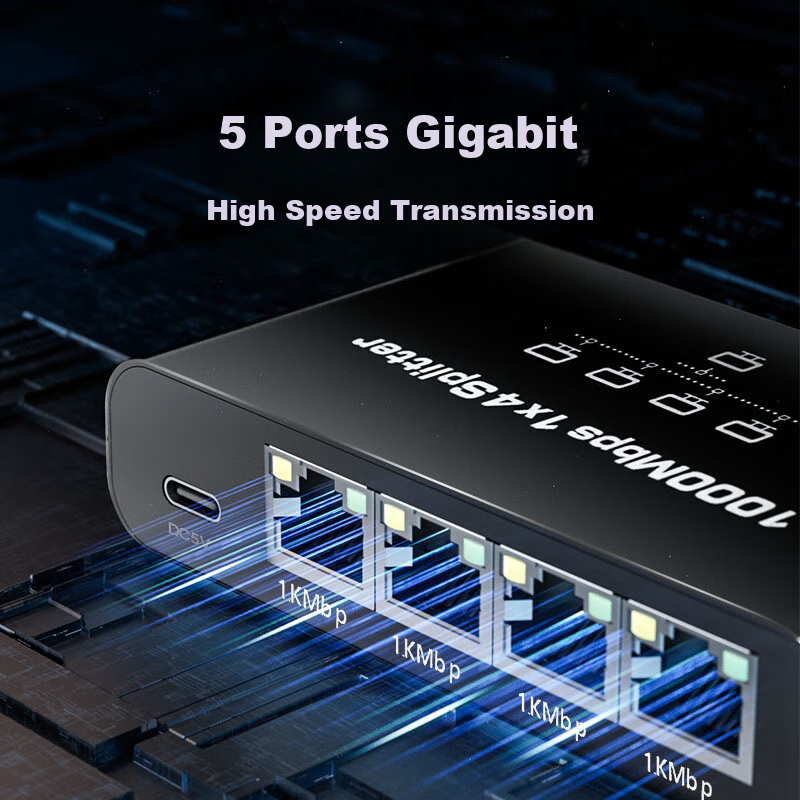 Kaiboer Network Cable Splitter, Gigabit Network One-To Simultaneous Internet Converter Adapter, Broadband RJ45 Network Port, Computer Laptop Router Set-Top Box Splitter