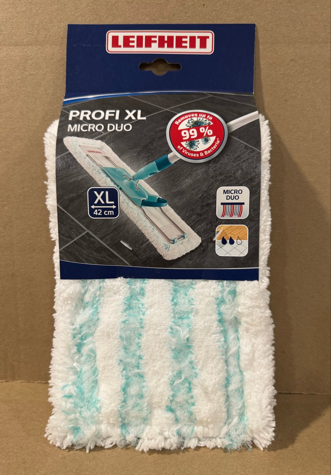 Насадка Leifheit Profi micro duo, для швабры, сменная, мягкая, белая 55126