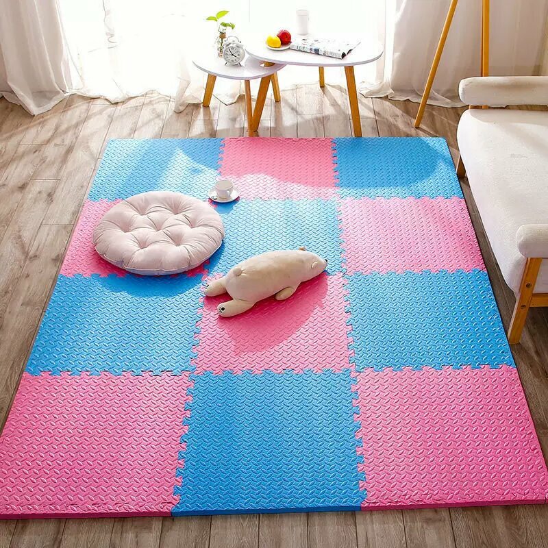 Синий и розовый детский коврик из пены, плитки 60x60x2.5 см (6 шт. для детской)