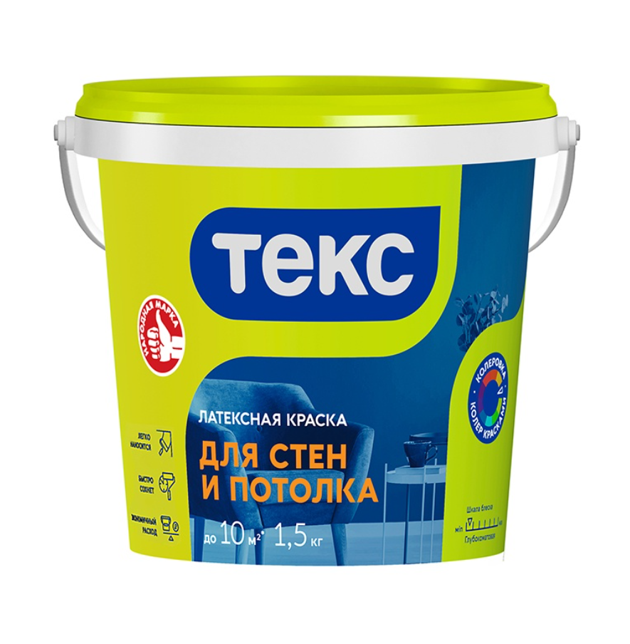 Краска в/д для стен и потолка Текс Универсал (1,5 кг)